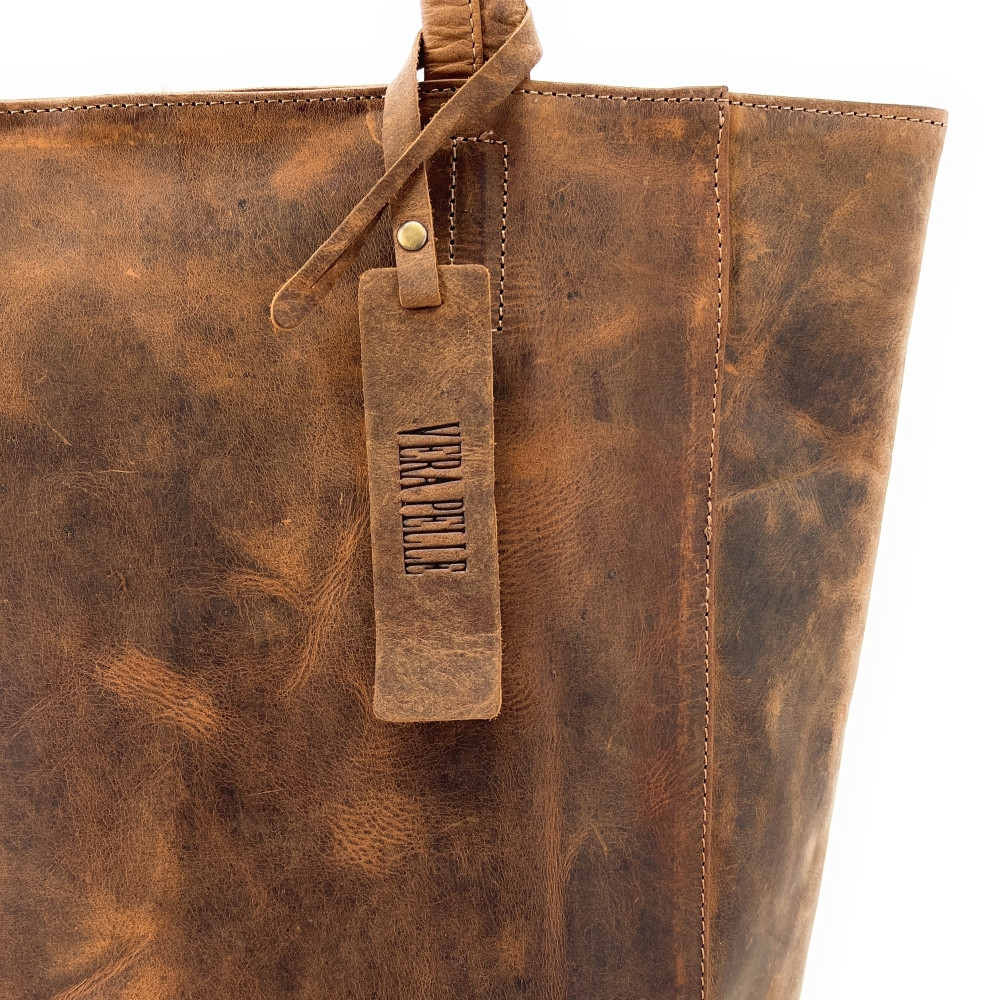 Grand sac cabas en cuir used look GAETANE